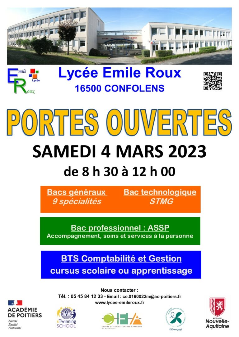 Portes ouvertes – Samedi 4 mars 2023 – Site du lycée Emile Roux